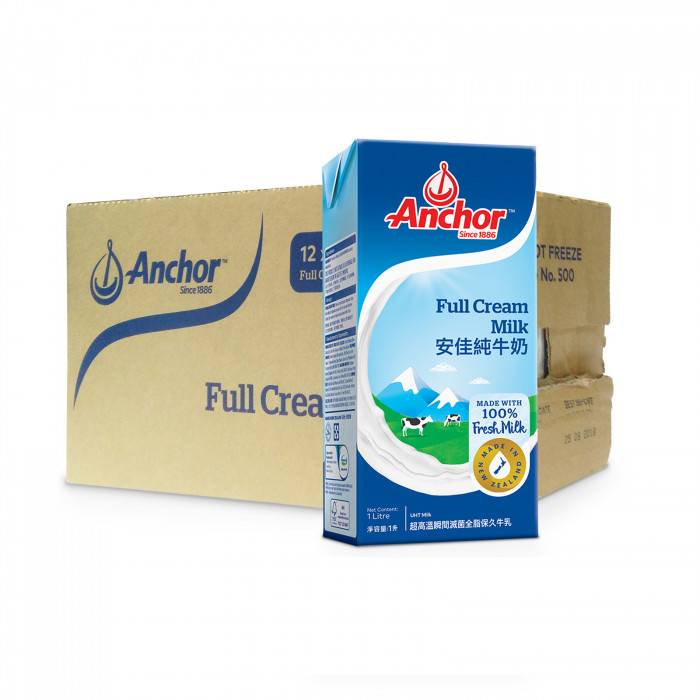 Anchor Uht Full Cream Milk 1L X 12