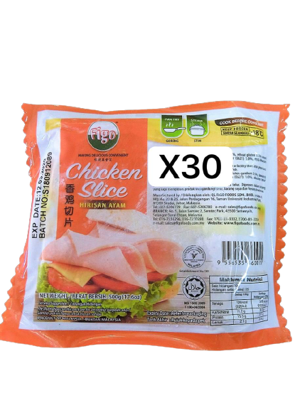 Figo Chicken Slice 16'S 500G 香鸡切片ham( 鸡肉火腿片) X 30