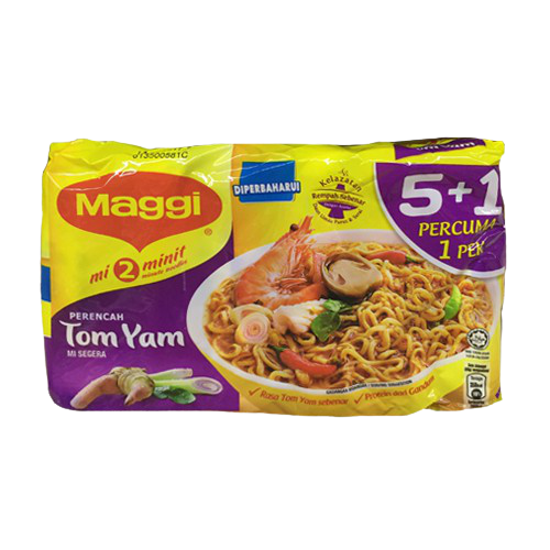 Maggi Tom Yam Fla.Ins.Noodle 5+1 X 80G 美极冬炎面 (Foc On Pack)