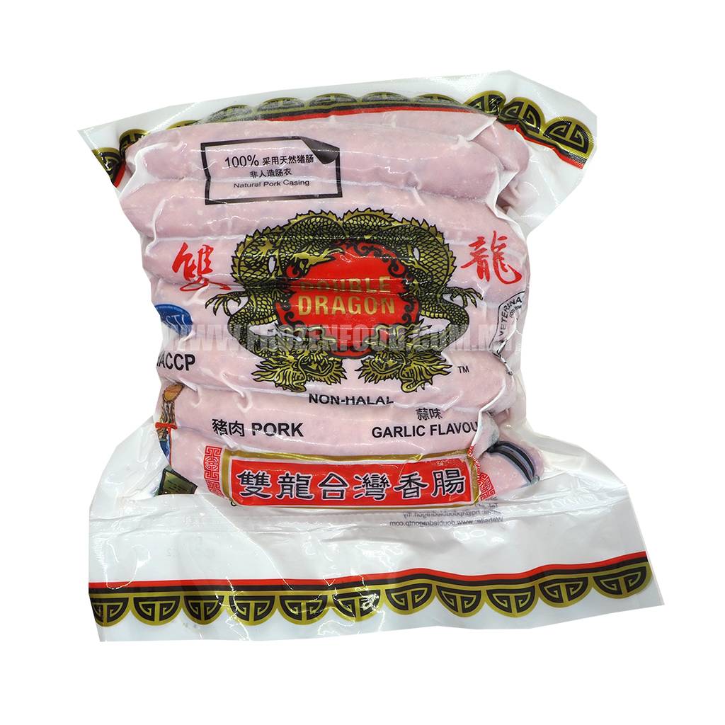 Double Dragon Taiwan Sausage Garlic 20Pc 双龙台湾香肠 (蒜味)-红袋