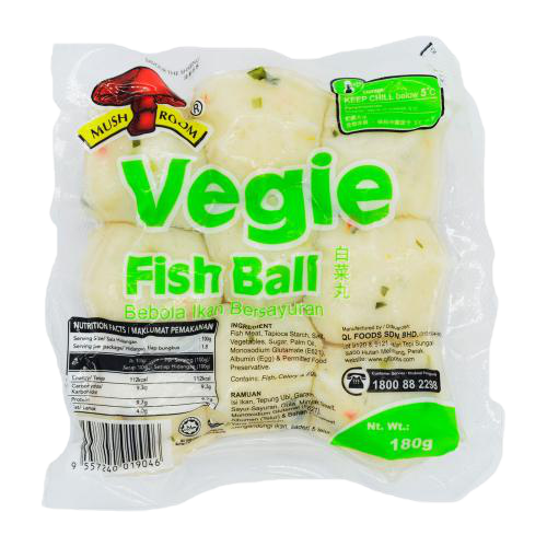 MUSHROOM WHITE VEGIE FISH BALL 180G 白菜丸
